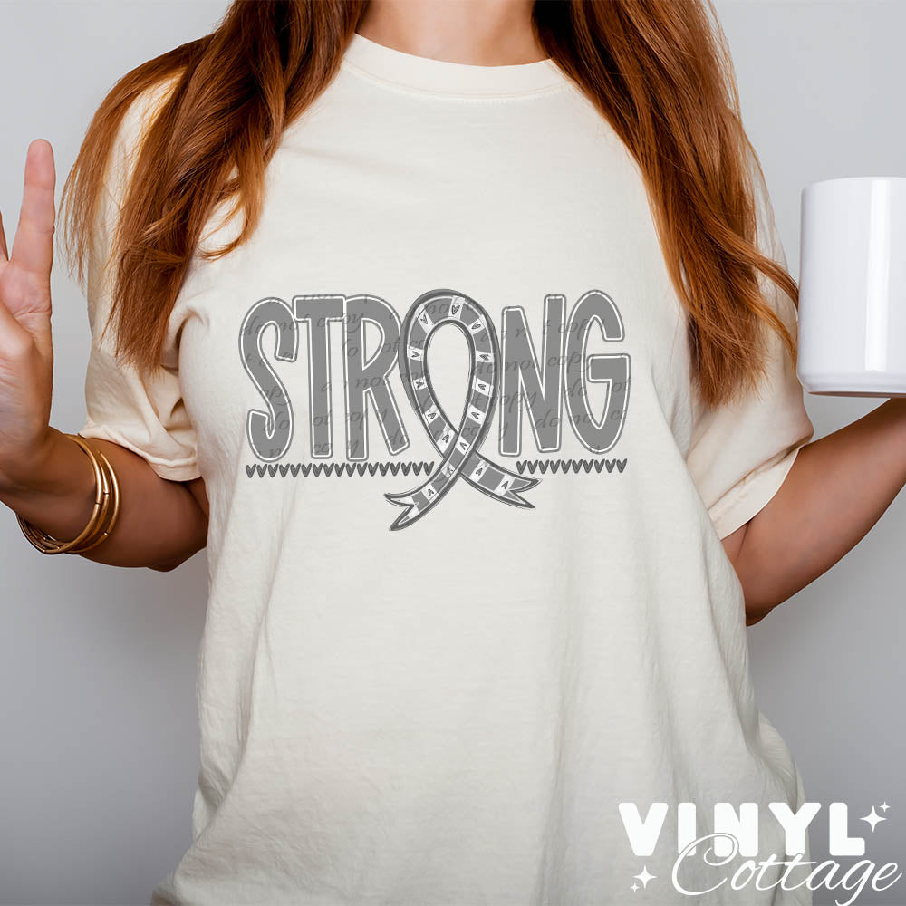 Strong Ribbon ~ Gray ~ DTF Transfer – Vinyl Cottage