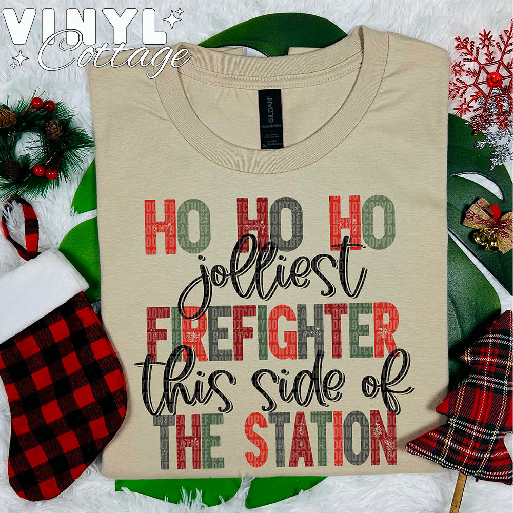 Jolliest Firefighter ~ DTF Transfer – Vinyl Cottage