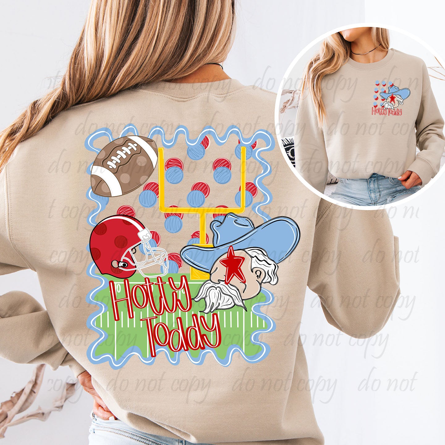 Light Blue Reb Squiggle Frame Mascot Back Design with Pocket Design ...