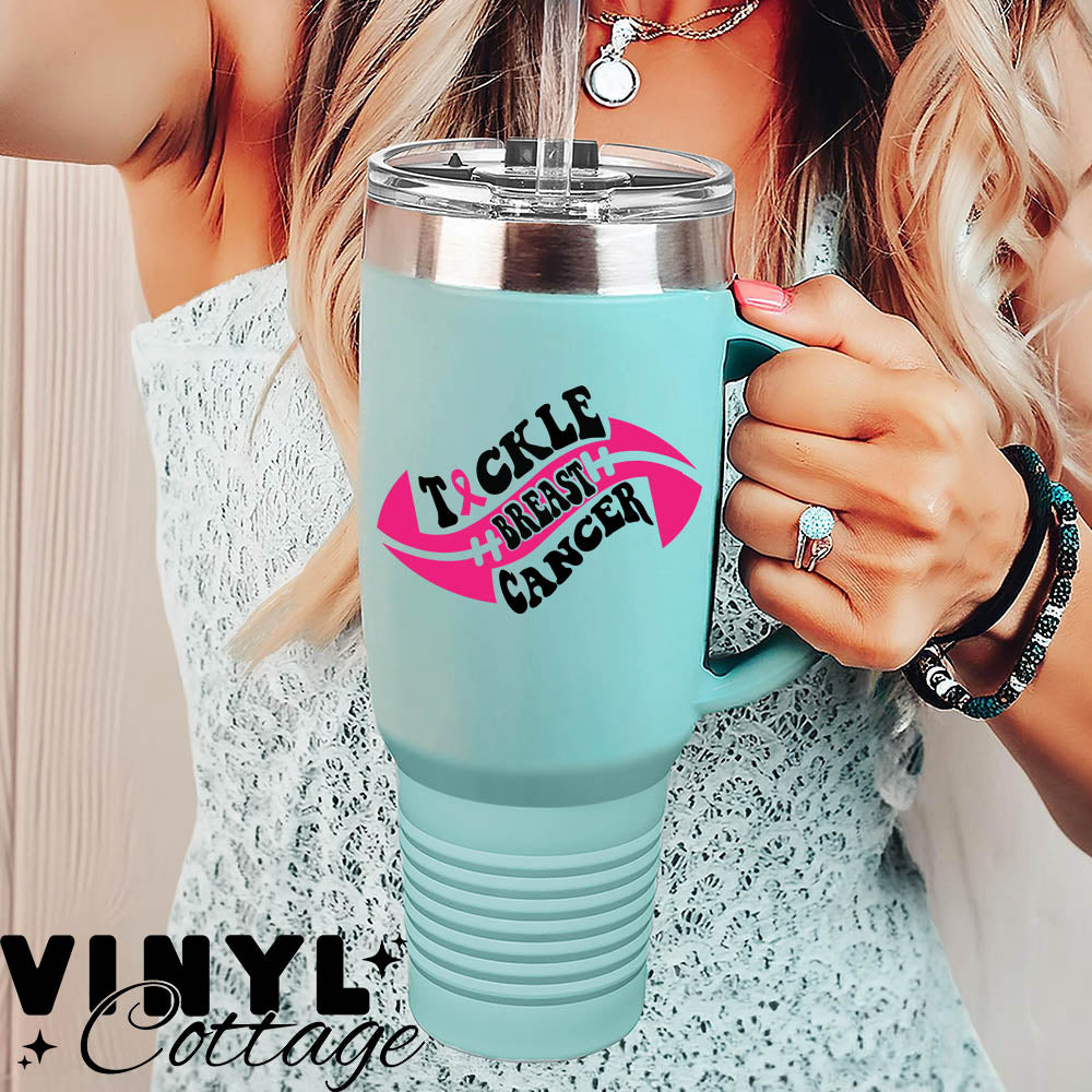 Tackle Breast Cancer Football ~ UV DTF DECAL – Vinyl Cottage