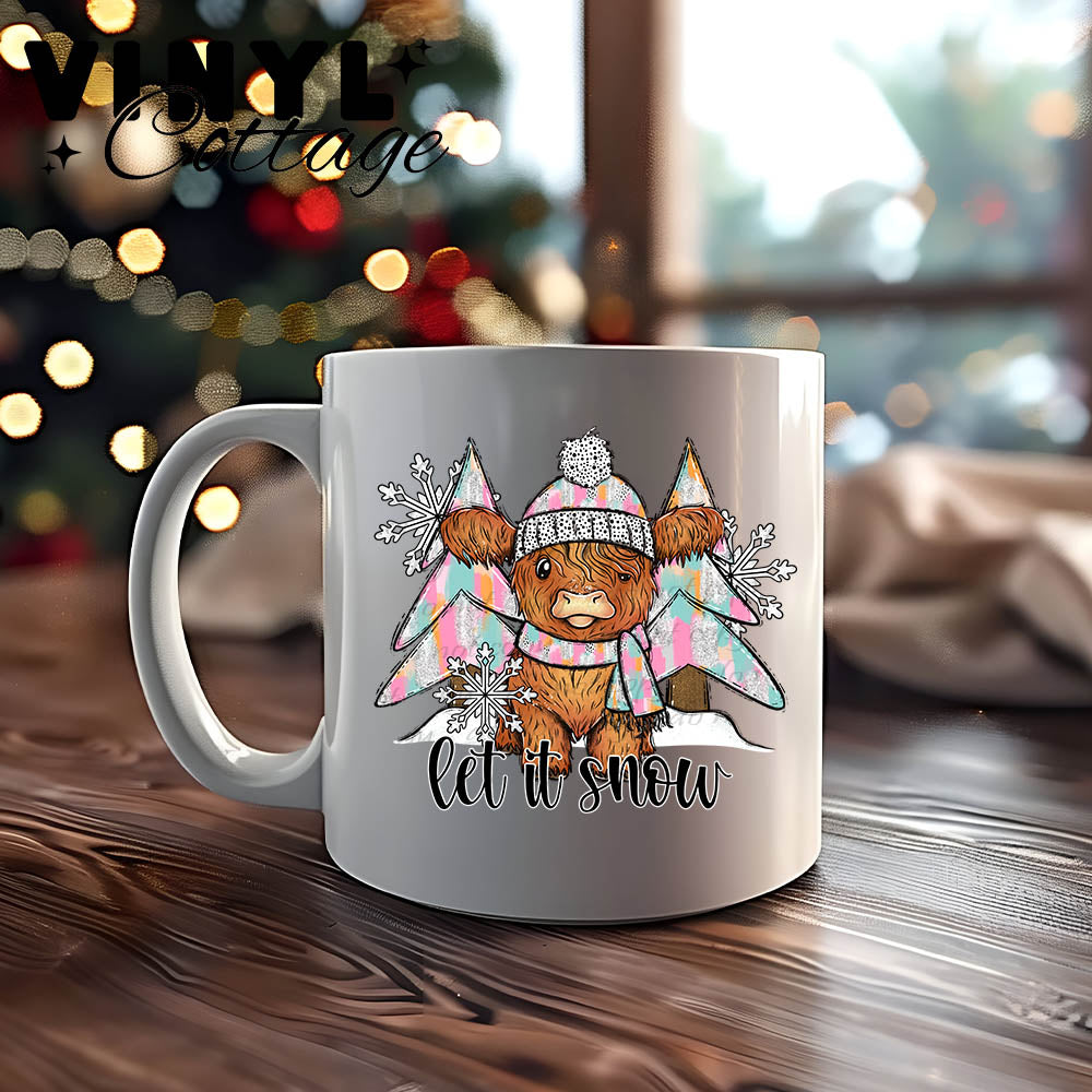 Let It Snow Cow ~ UV DTF DECAL ~ WC497 – Vinyl Cottage